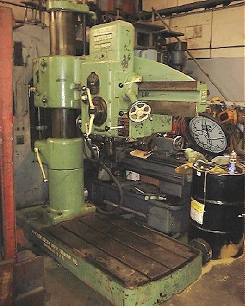 4′ x 11″ Radial Drill, col. American Hole Wizard w/ Box Table, 18″ deep ...
